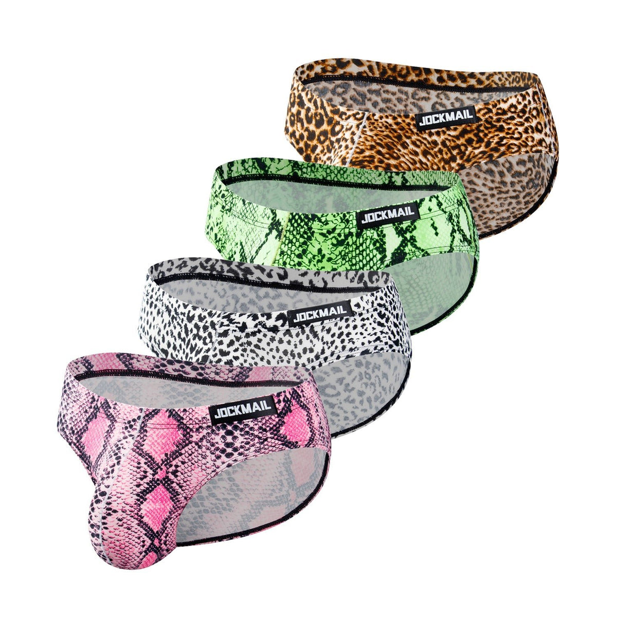 Men’s Sexy Underwear - Jockmail Animal Print Briefs 4-Pack – Oh My!